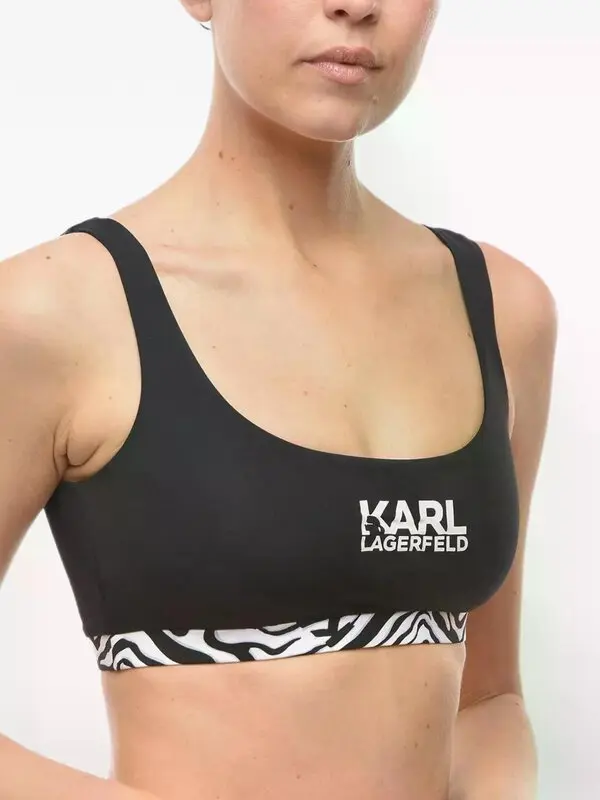 Karl Lagerfeld Logo-print Animal-pattern Bikini Top