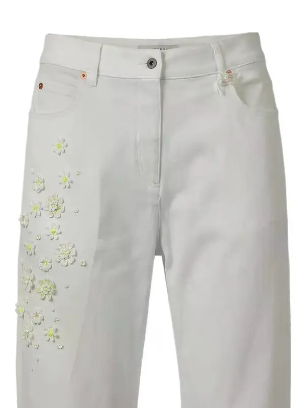 Valentino Garavani Cropped Jeans With Floral Appliqu