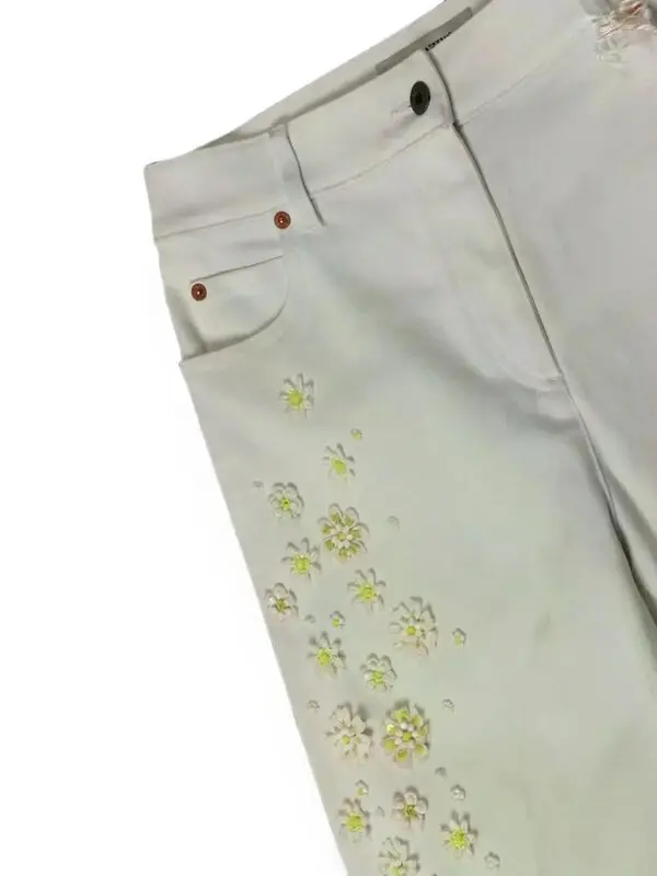 Valentino Garavani Cropped Jeans With Floral Appliqu