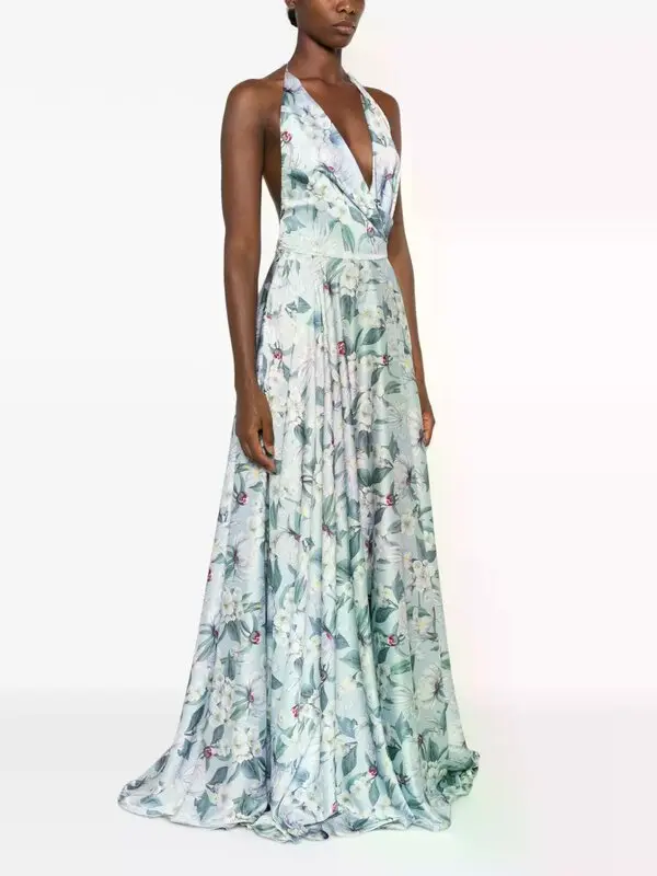 GIADA CURTI Floral Print Halterneck Maxi Dress