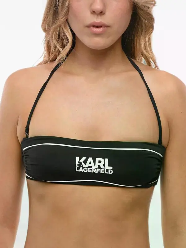 Karl Lagerfeld Logo-print Bandeau Bikini Top - Black