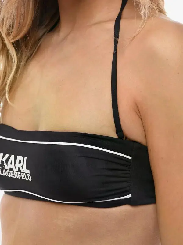 Karl Lagerfeld Logo-print Bandeau Bikini Top