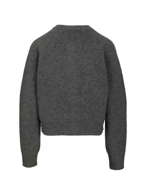 Max Mara Virgin Wool Crewneck Cardigan - Grey