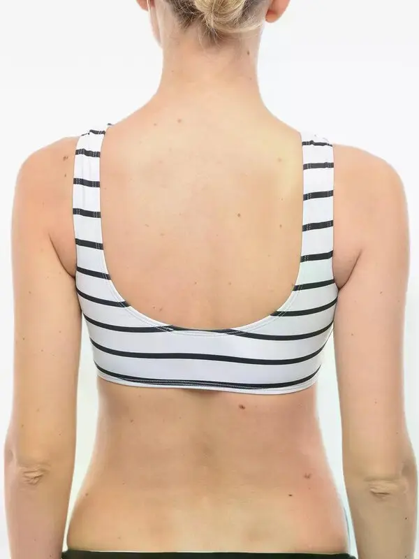 Karl Lagerfeld Striped Logo-print Bikini Top