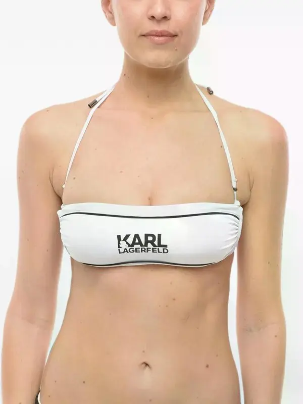 Karl Lagerfeld Logo-print Bikini Top - White