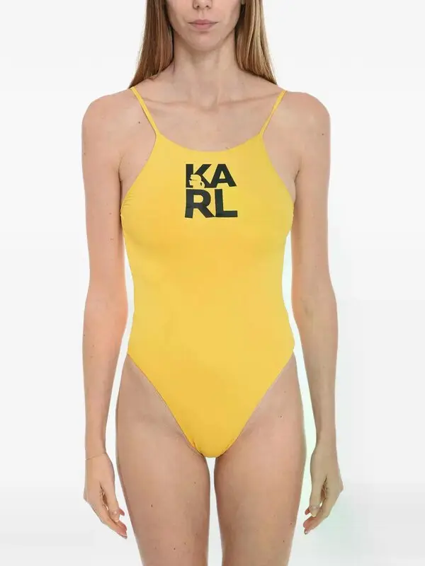 Karl Lagerfeld Logo-print Spaghetti-strap Swimsuit
