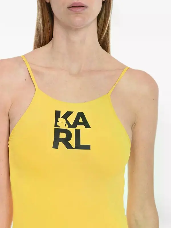 Karl Lagerfeld Logo-print Spaghetti-strap Swimsuit