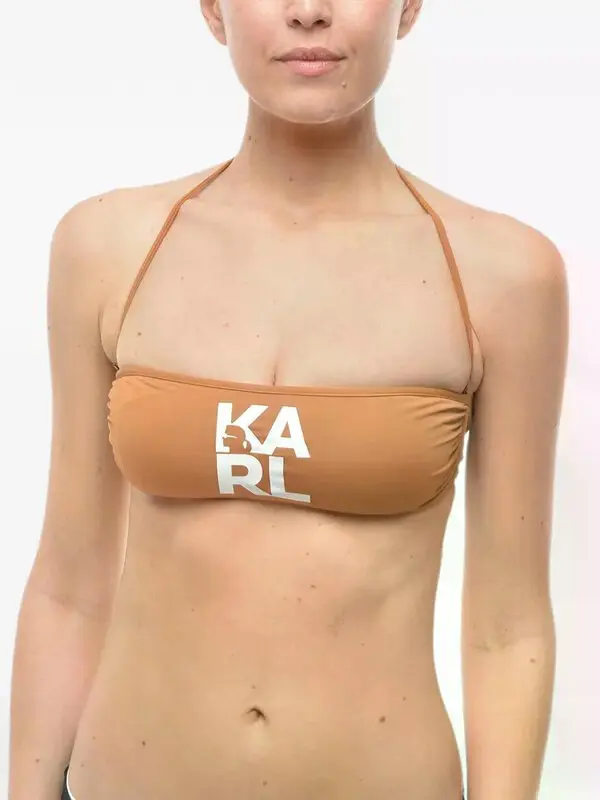 Karl Lagerfeld Logo-print Bandeau Bikini Top - Brown