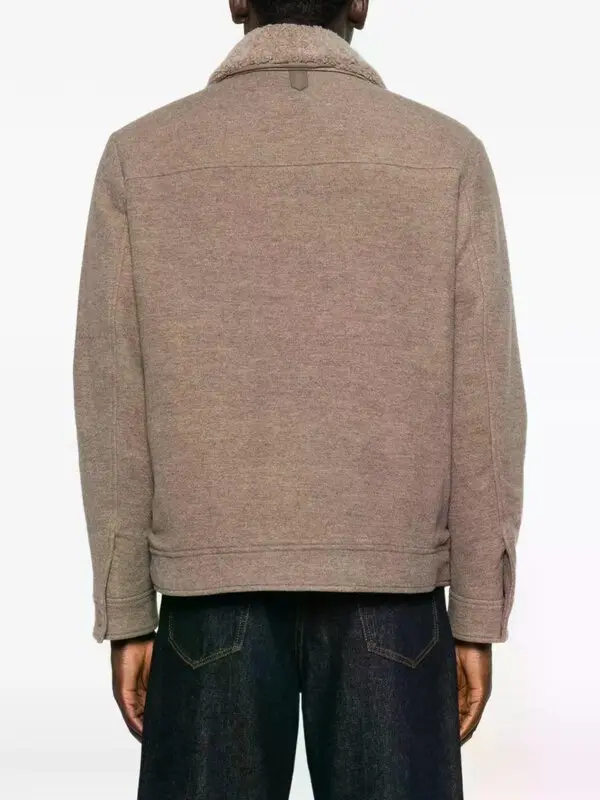 Canali Shearling Collar Patch Pocket Jacket