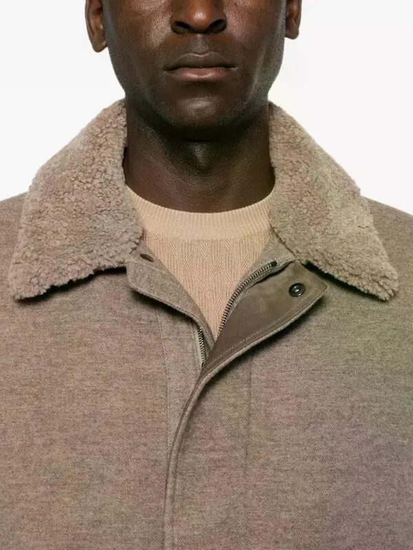 Canali Shearling Collar Patch Pocket Jacket