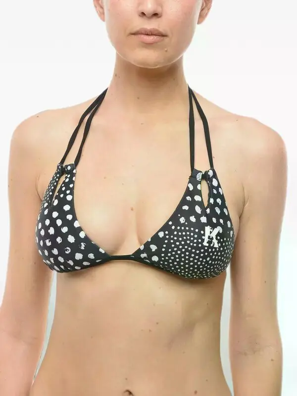 Karl Lagerfeld Logo-print Triangle Bikini Top - Black