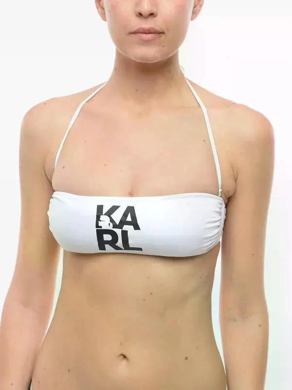 Karl Lagerfeld Logo-print Bikini Top - White