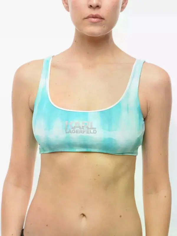 Karl Lagerfeld Tie-dye Cut-out Bikini Top - Blue