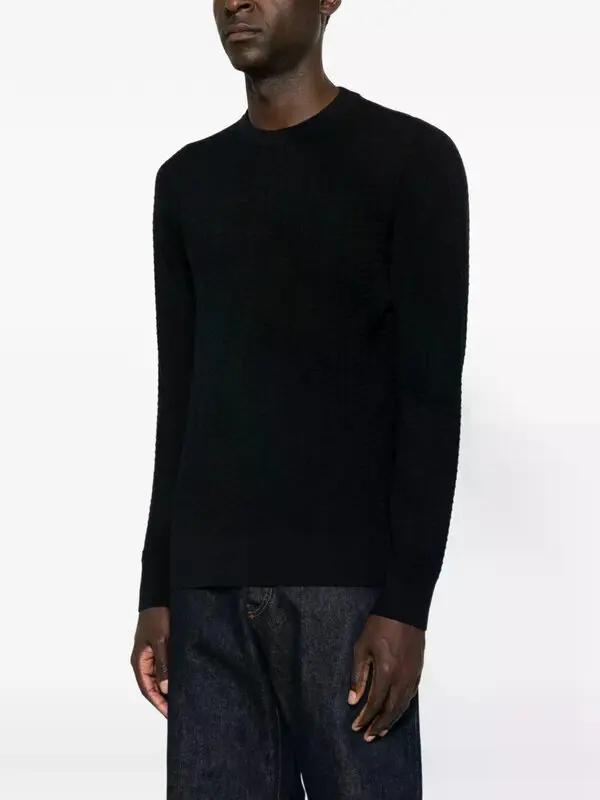 Giorgio Armani Virgin Wool Textured Crewneck Sweater