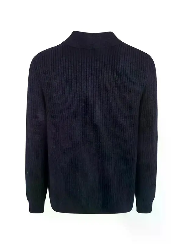 LARDINI Ribbed Knit Polo Cardigan
