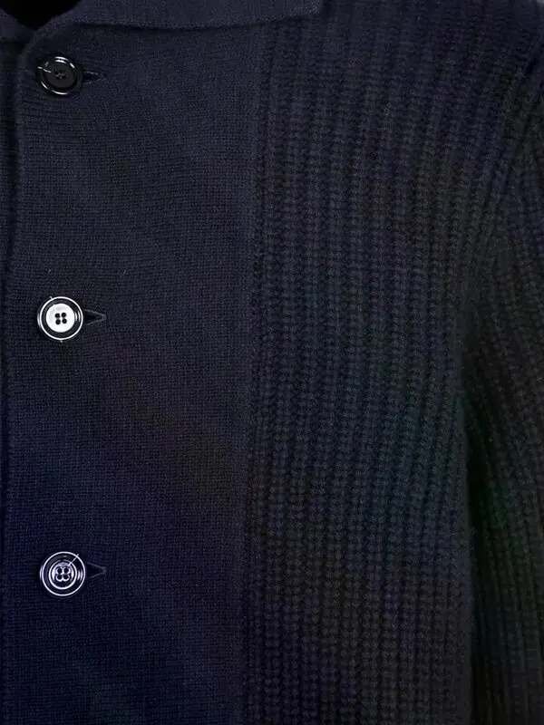 LARDINI Ribbed Knit Polo Cardigan