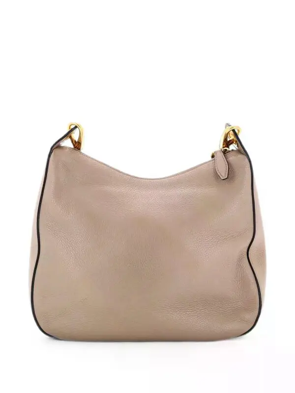 Prada Striped Strap Zip Hobo Vitello Daino Medium Crossbody Bag