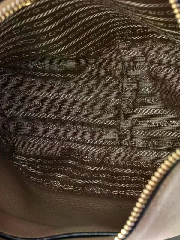 Prada Striped Strap Zip Hobo Vitello Daino Medium Crossbody Bag