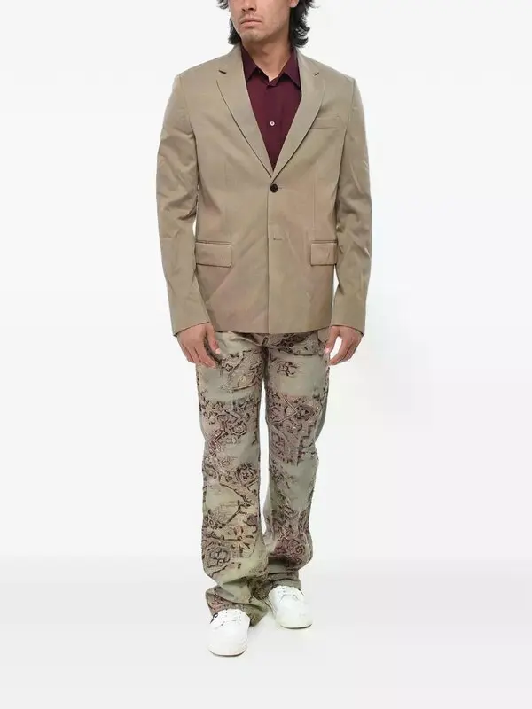 Off-White Cotton Twill Blazer With Flap Pockets