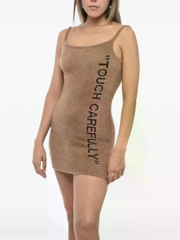 Off-White Fuzzy Embroidered Mini Dress
