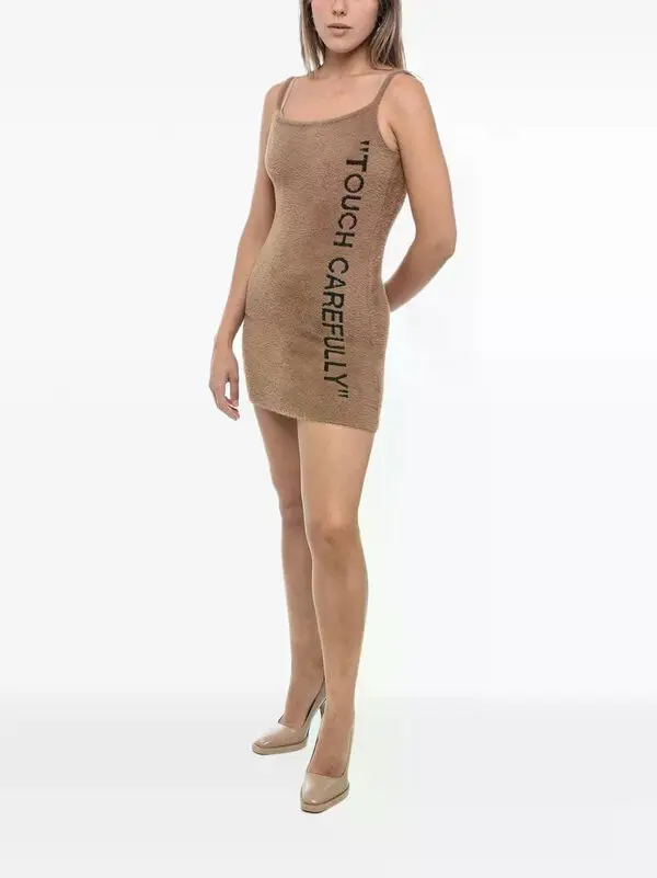 Off-White Fuzzy Embroidered Mini Dress