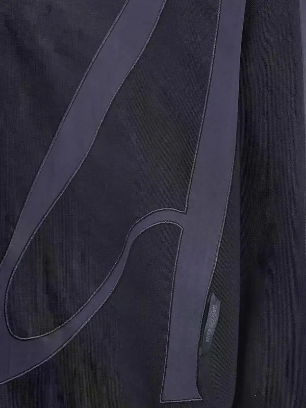 Emporio Armani French Terry Hoodie With Oversized Ea Embroidery - Black