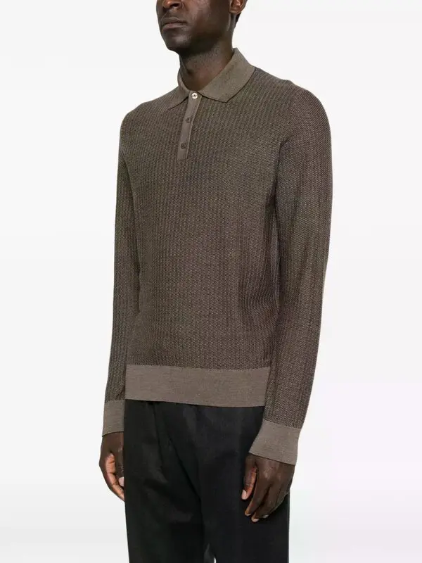 Agnona Textured Long-sleeve Polo Shirt