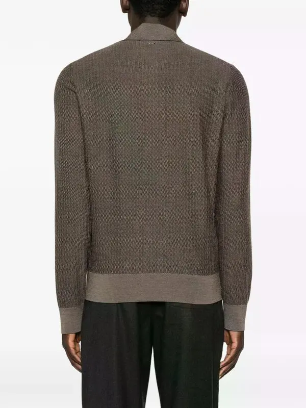 Agnona Textured Long-sleeve Polo Shirt