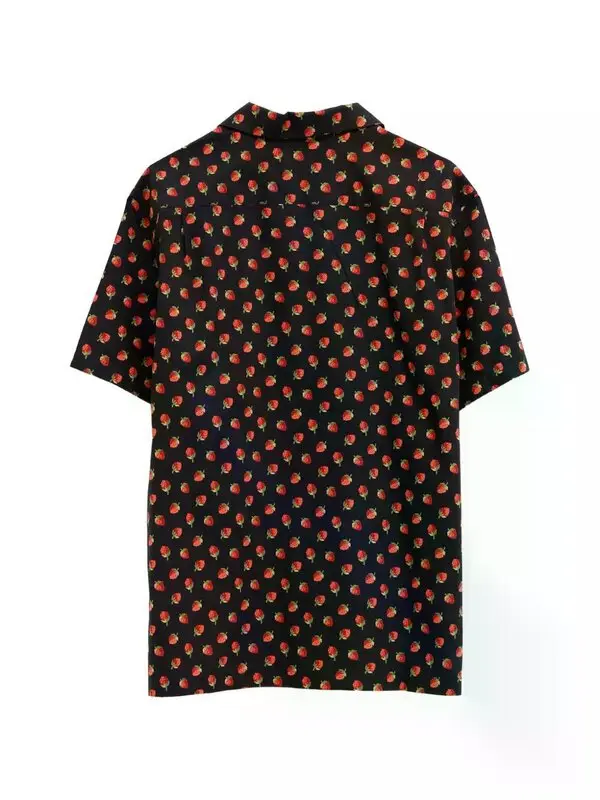 JW Anderson Strawberry-print Short-sleeve Shirt - Black