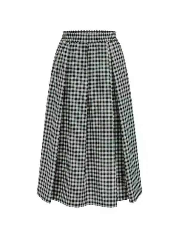 THE LITTLE PROJECT Gingham Pleated Midi Skirt