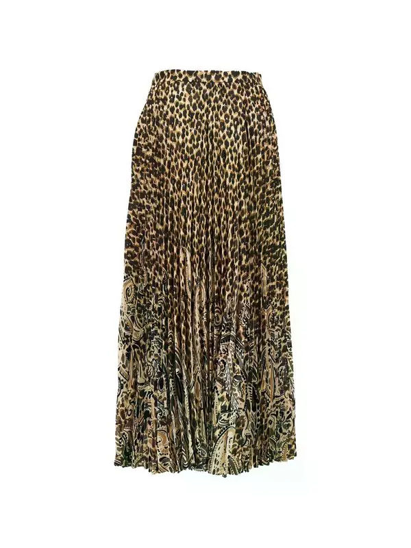 Etro Pleated Leopard-print Maxi Skirt - Brown