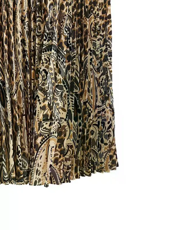 Etro Pleated Leopard-print Maxi Skirt