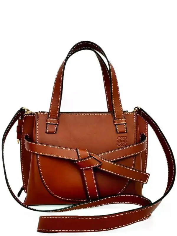 Loewe Gate Knotted Leather Tote Bag - Brown
