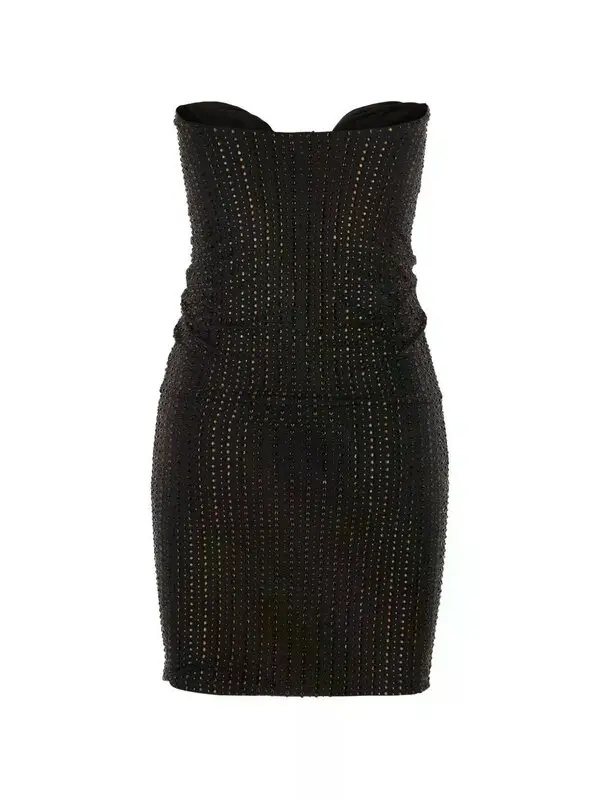 VENUJA Embellished Ruched Sweetheart Neck Mini Dress