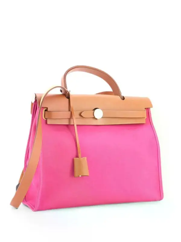 Hermès Herbag Zip Leather And Toile 31 Shoulder Bag - Pink