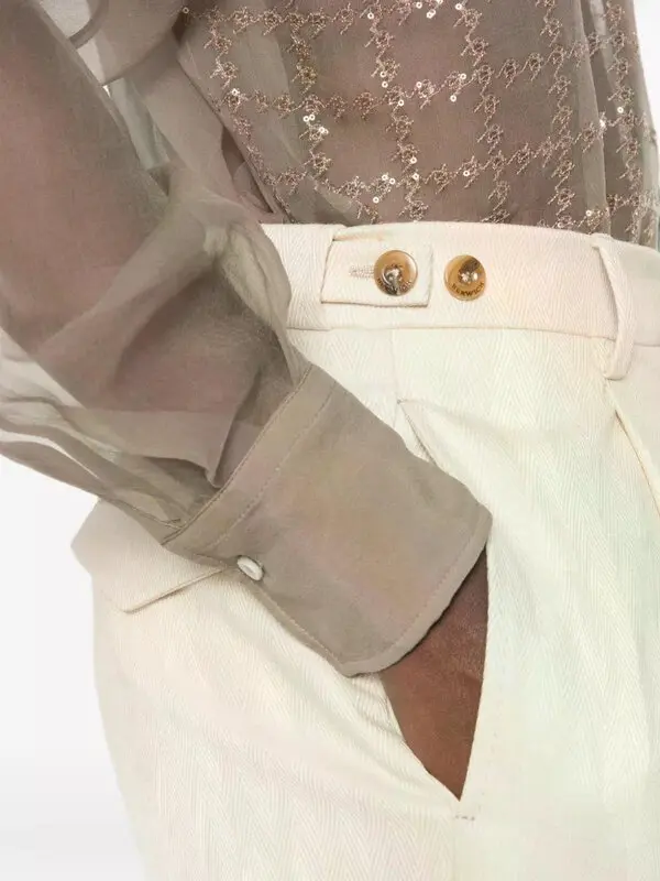 BERWICH Herringbone Pleated Wide-leg Trousers