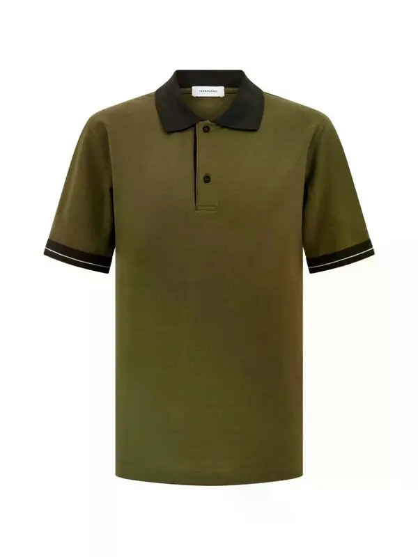 FERRAGAMO Piqué-weave Contrast-collar Polo Shirt