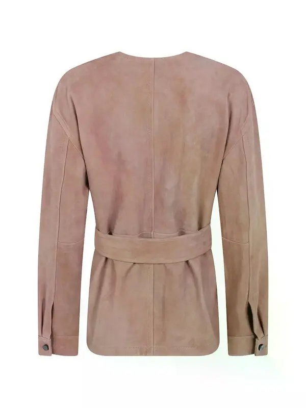 Max Mara Bohemia Belted Suede Jacket - Neutrals