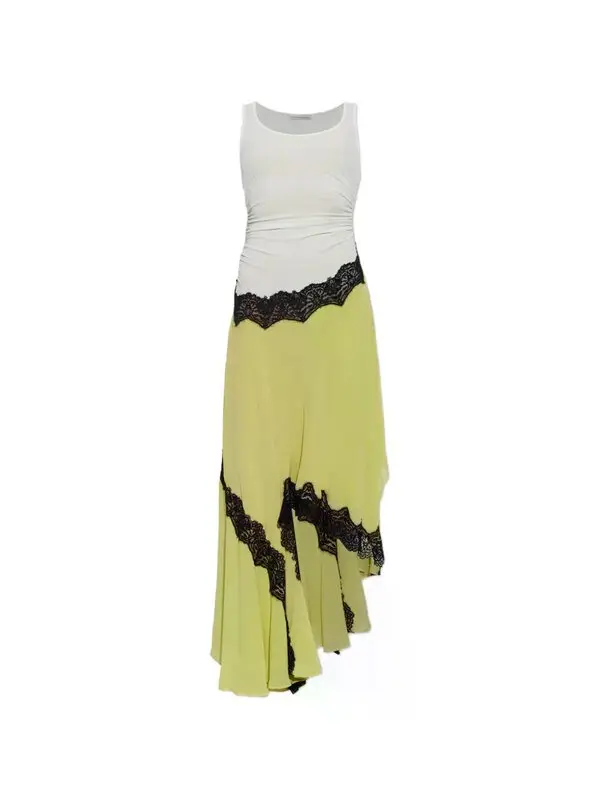Christopher Esber Lace-insert Asymmetric Hem Tank Dress - Yellow