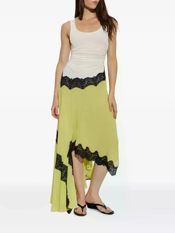 Christopher Esber Lace-insert Asymmetric Hem Tank Dress - Yellow