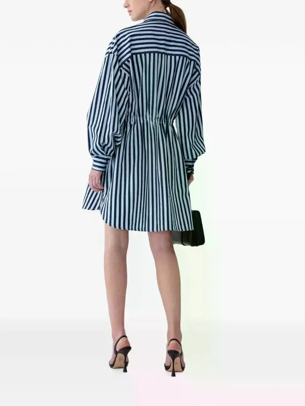 Carolina Herrera Striped Drawstring Mini Shirt Dress