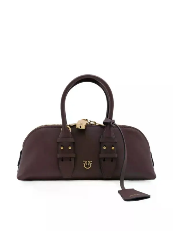 Pinko Leather Shoulder Bag With Gold Tone Hardware - Brown