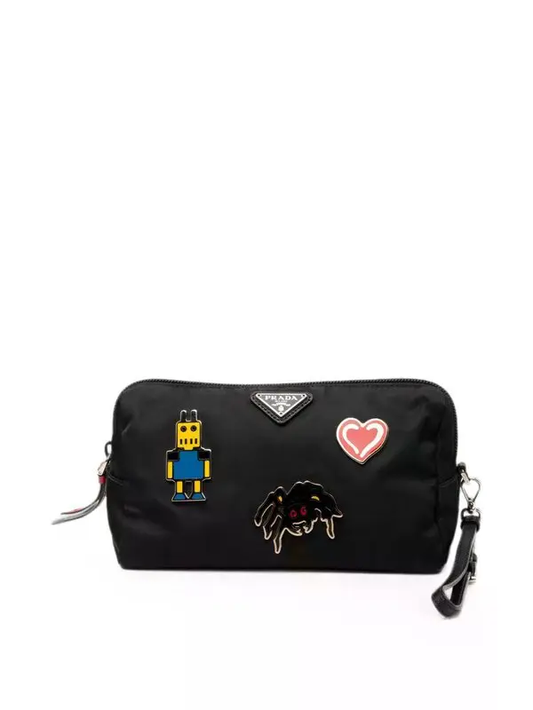 Prada Tessuto Robot Applique Wristlet Pouch