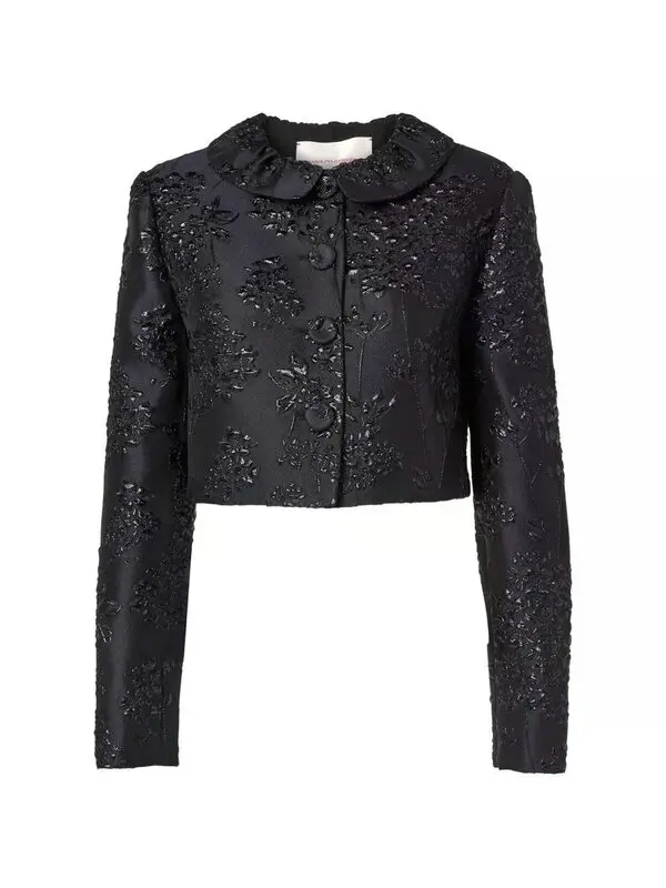 Carolina Herrera Floral-jacquard Cropped Jacket