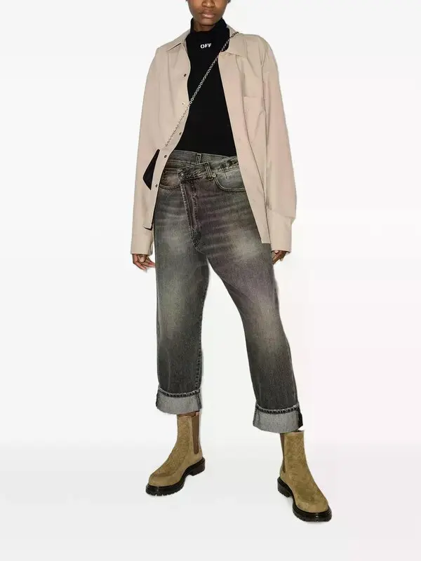 R13 Crossover Waist Turned-up Jeans