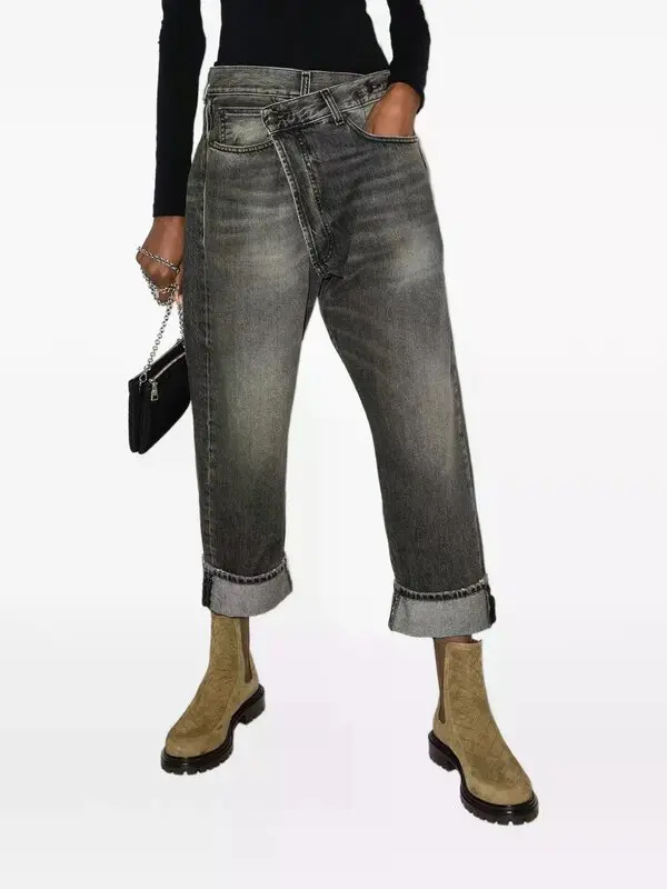 R13 Crossover Waist Turned-up Jeans