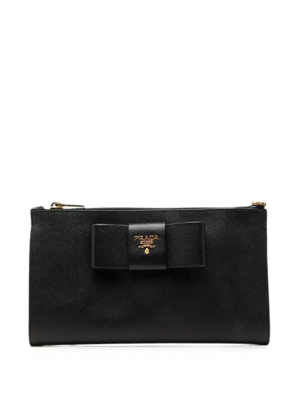 Prada 2010-2026 Saffiano Bow Clutch Bag
