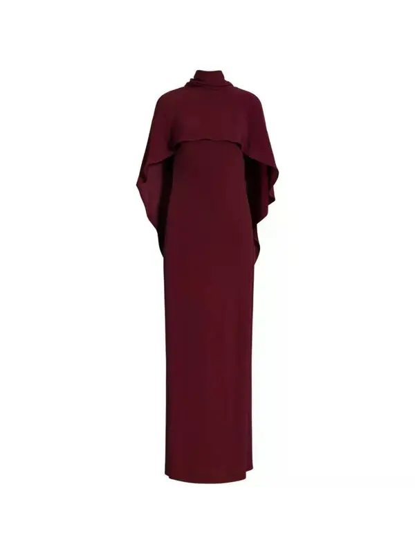 Alberta Ferretti Cape-detail High-neck Maxi Dress - Red