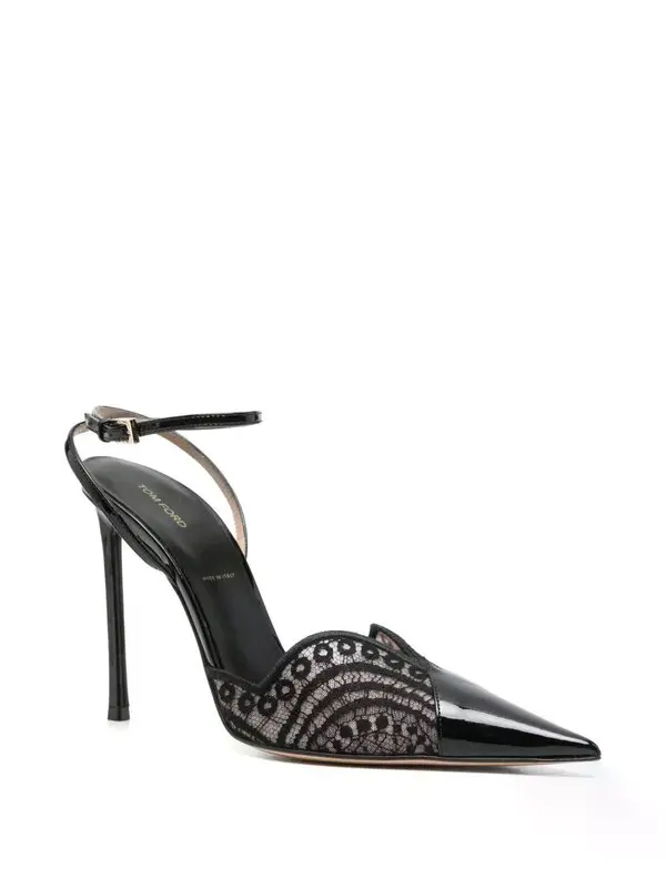 TOM FORD Lace-panelled Patent Leather Pumps
