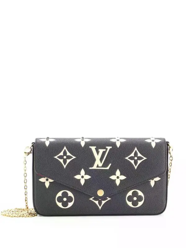 LOUIS VUITTON Felicie Pochette Bicolor Monogram Empreinte Giant Crossbody Bag - Black